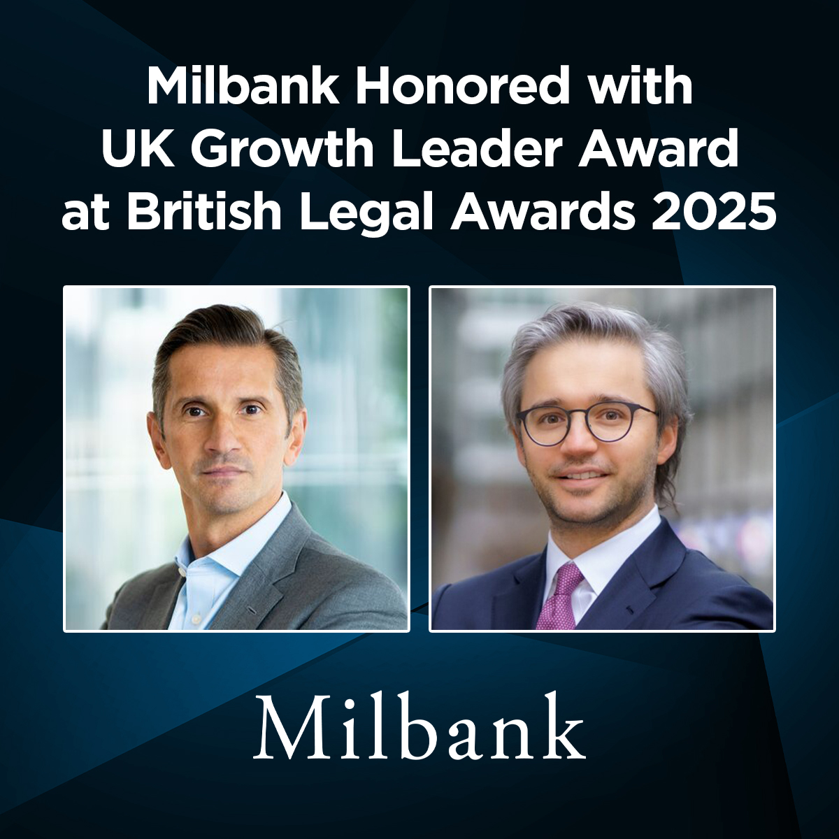 Milbank Honored with UK Growth Leader Award at British Legal Awards 2025